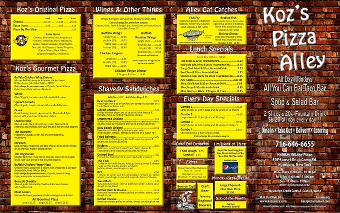 Koz's Pizza Alley menus in Hamburg, New York, United States
