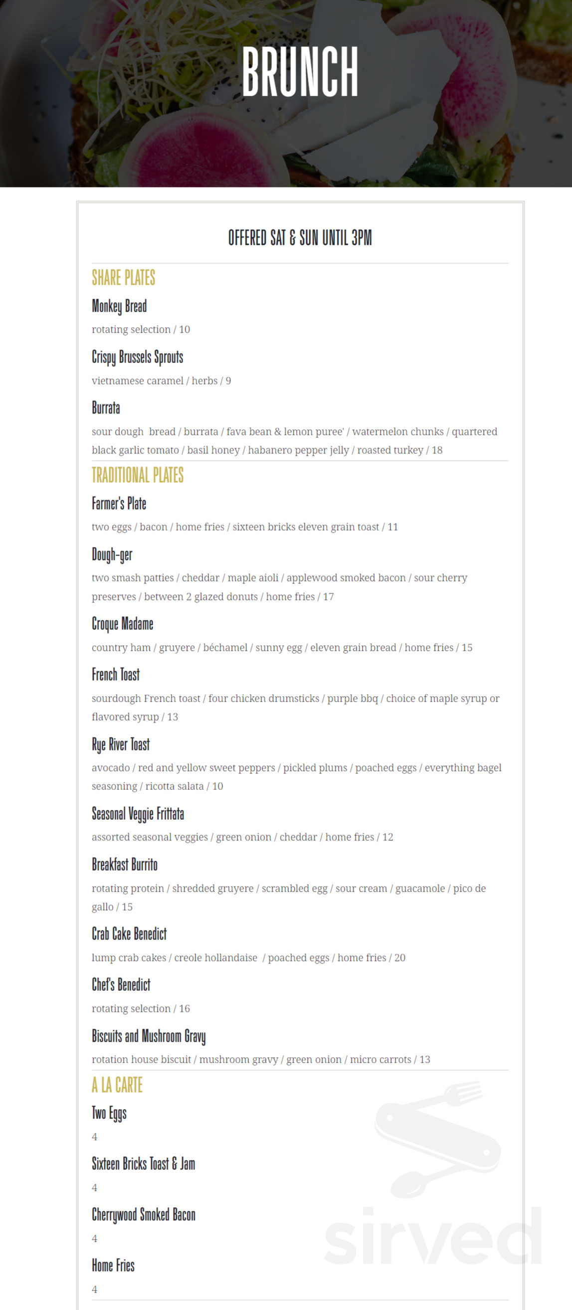 Rye River Social menus in Columbus, Ohio, United States