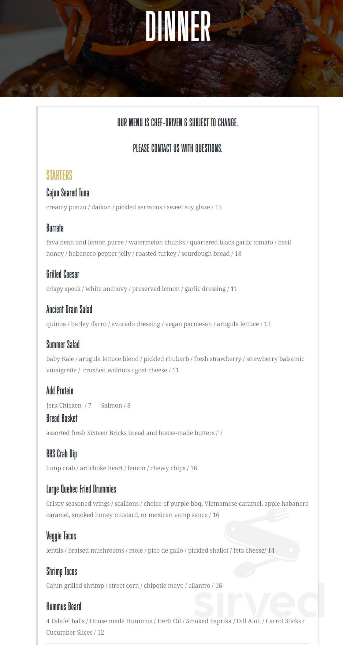 Rye River Social menus in Columbus, Ohio, United States