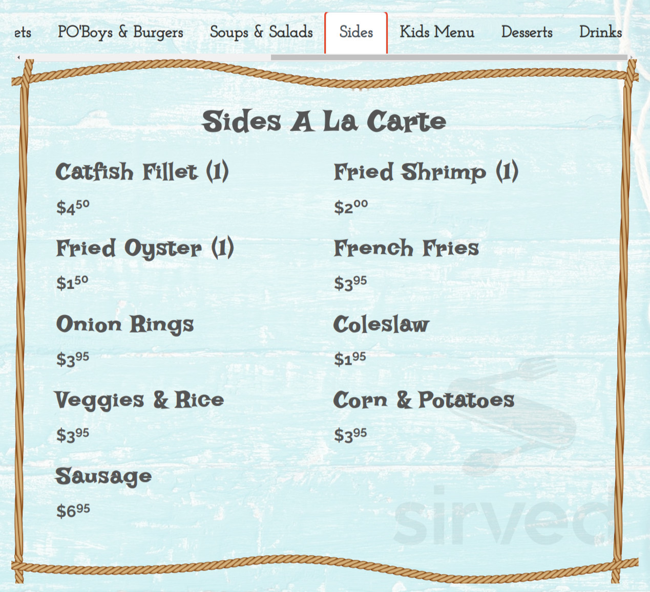 Fish N Tails Oyster Bar menu in Plano, Texas, USA