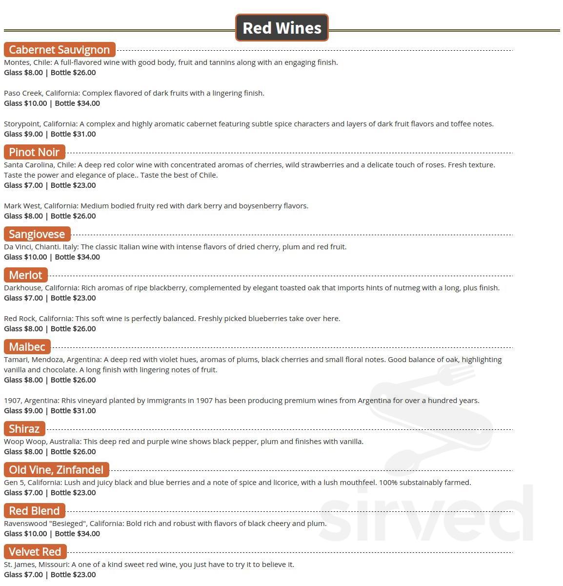 Menu for Dawson's On Main in Indianapolis, IN | Sirved