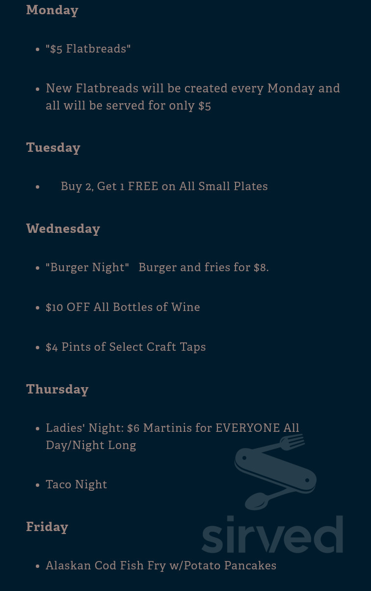 The Norbert menu in West Bend, Wisconsin, USA