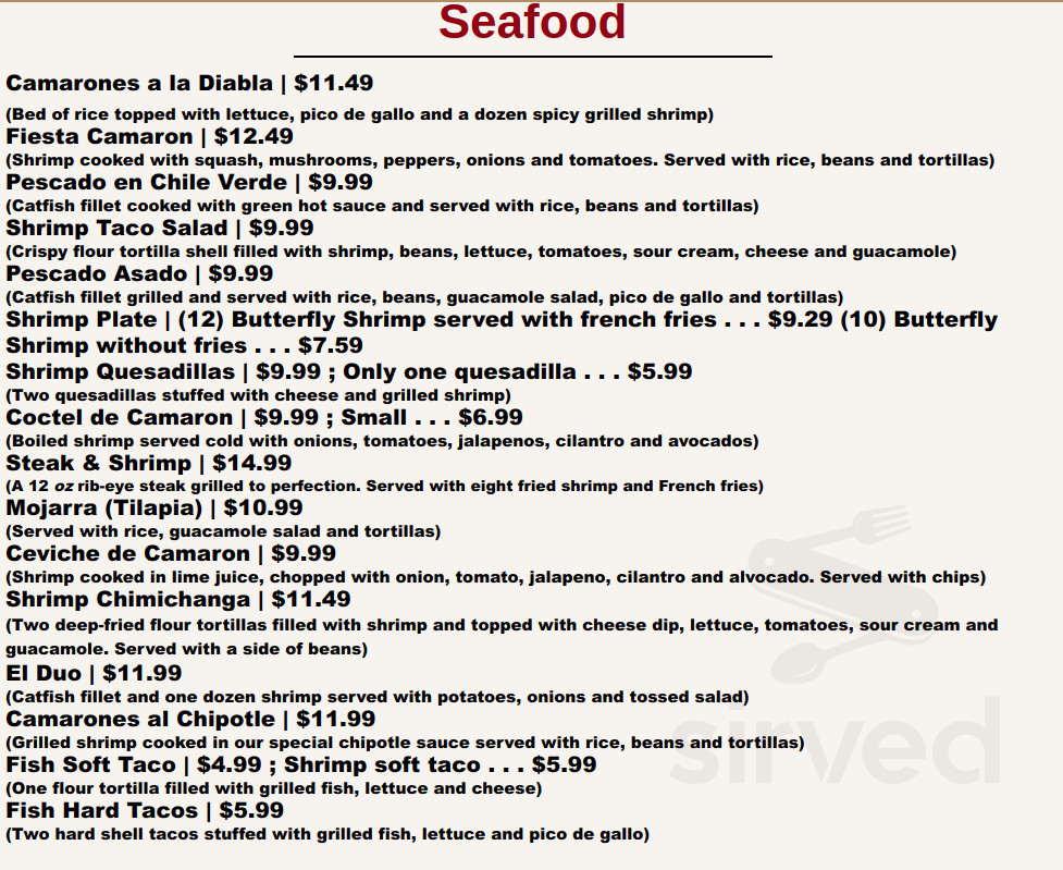 El Presidente Mexican Restaurant menus in Augusta, Georgia, United States