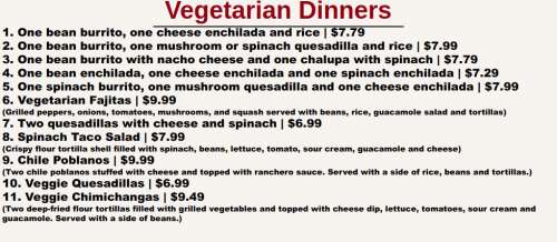 El Presidente Mexican Restaurant menu in Augusta, Georgia, USA