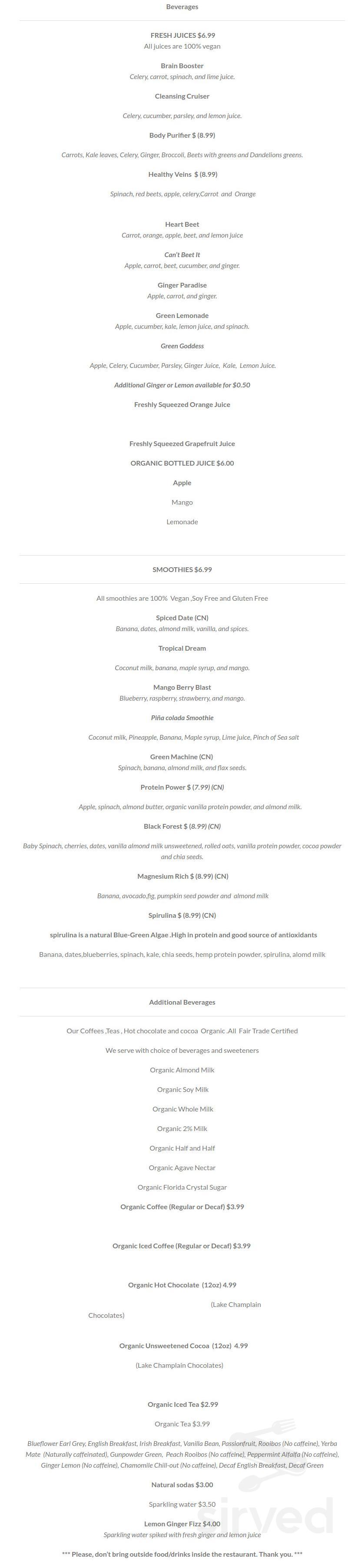 Menu for Green Leaf Vegetarian & Vegan Restaurant in Framingham ...