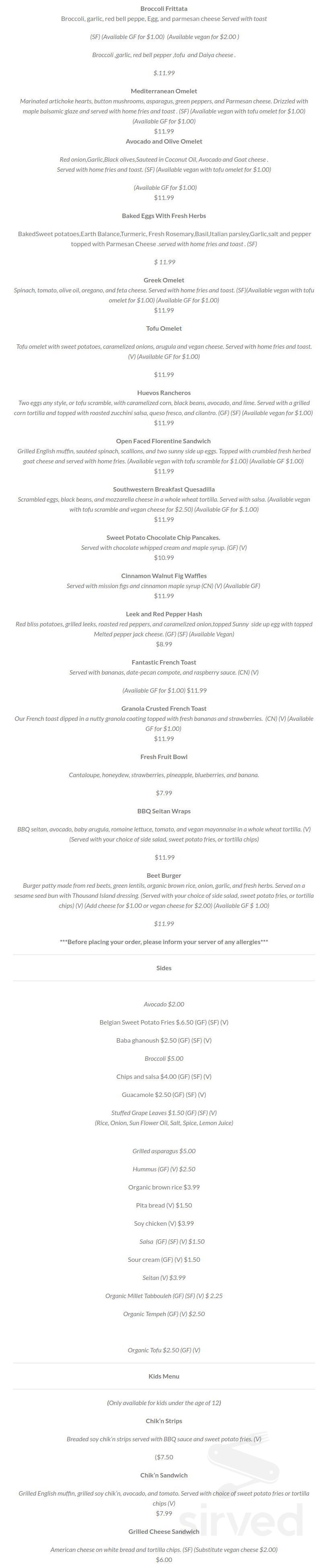 Menu for Green Leaf Vegetarian & Vegan Restaurant in Framingham ...