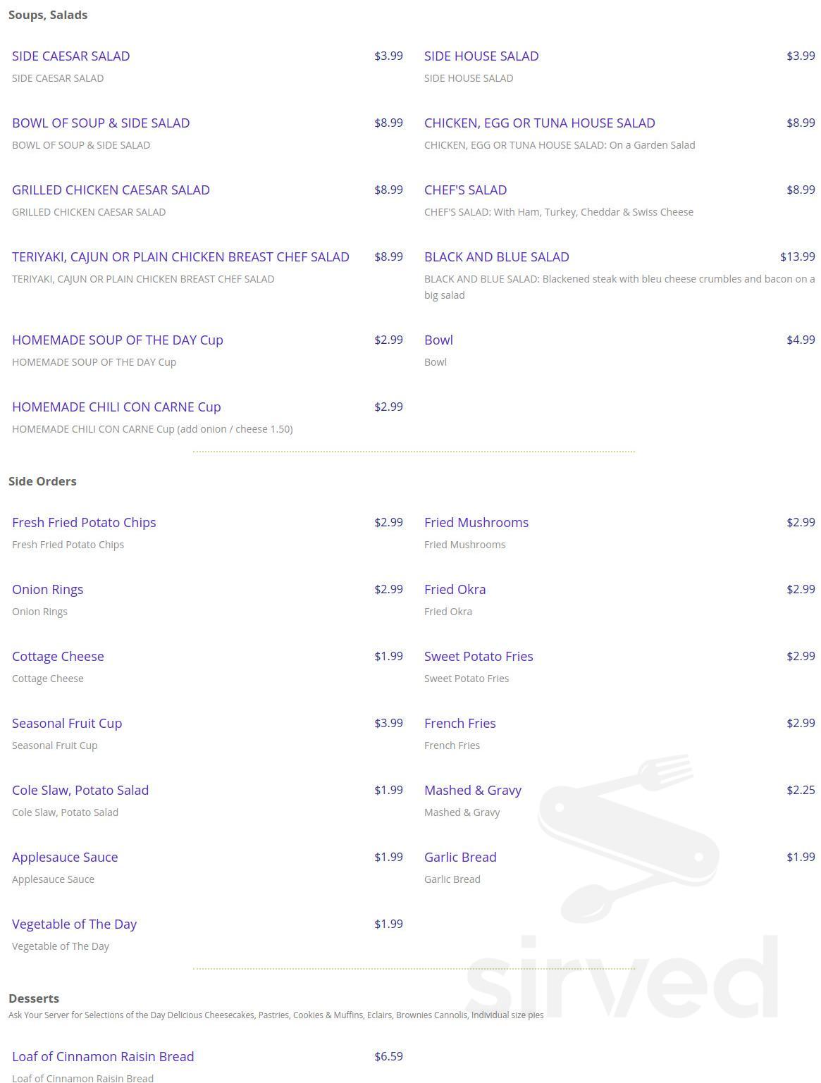 Spinnaker Cafe menu in Englewood, Florida, USA