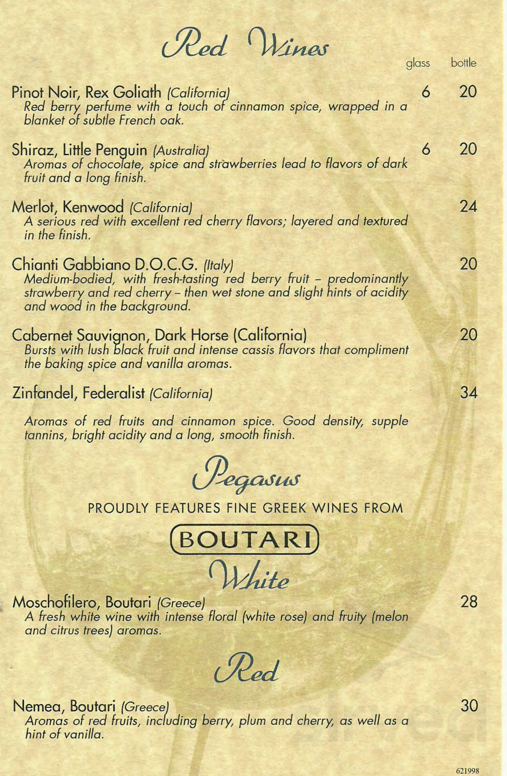 Pegasus menus in Coxsackie, New York, United States