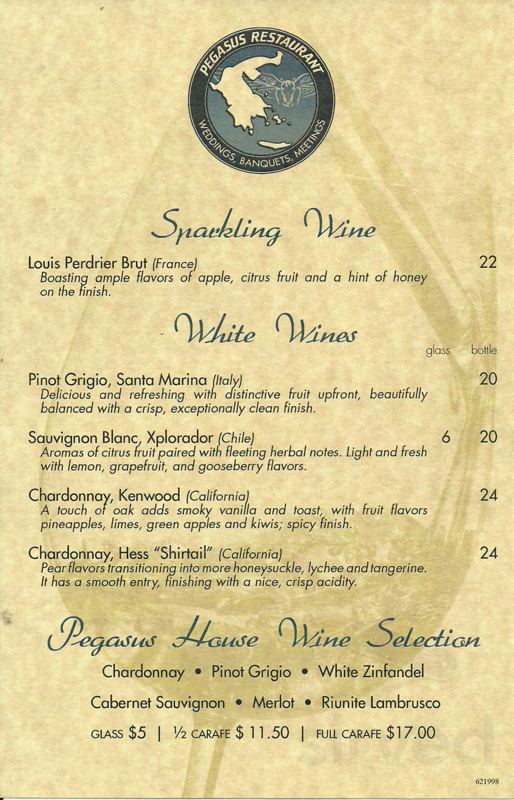 Pegasus menus in Coxsackie, New York, United States