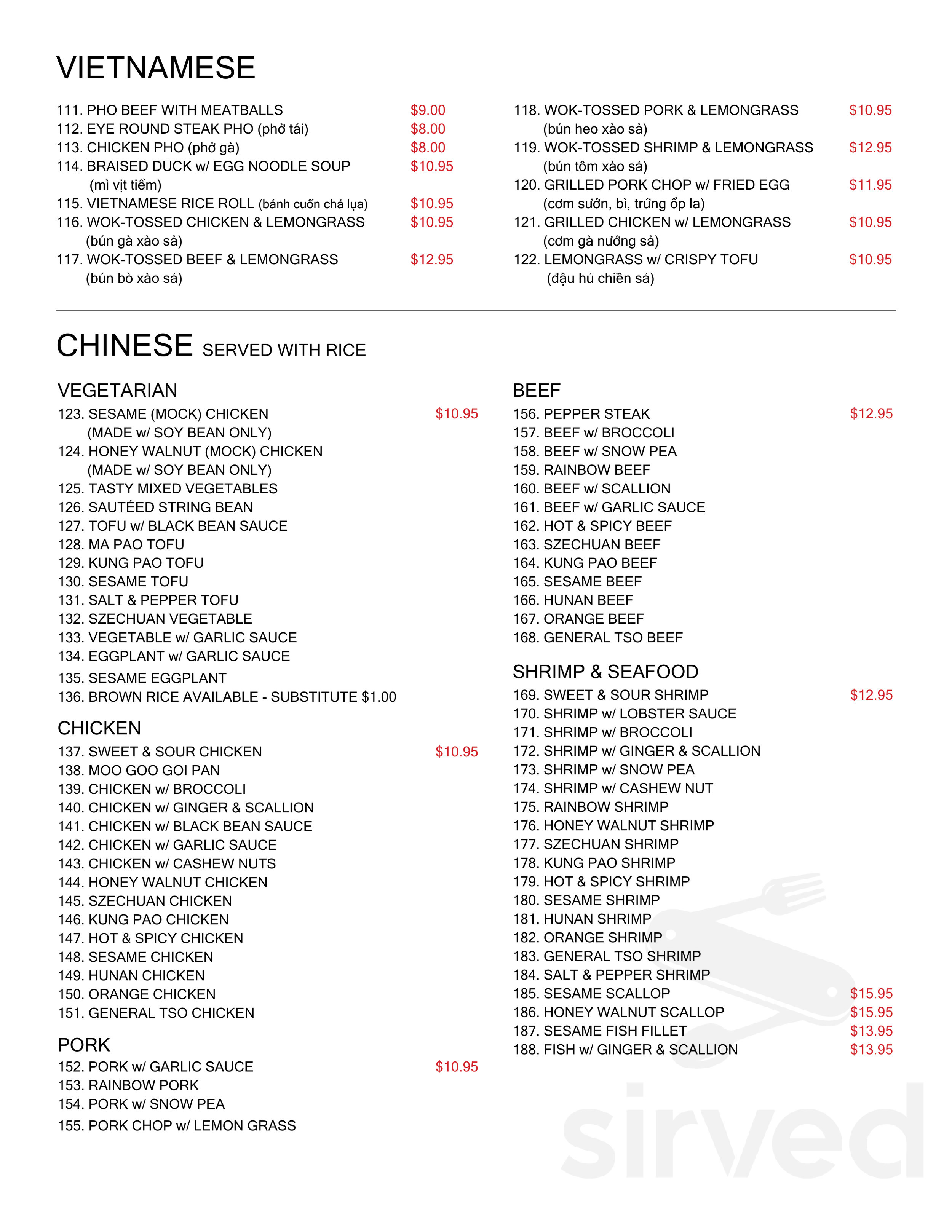 Menu - Rochester NY's The Wok | Sirved