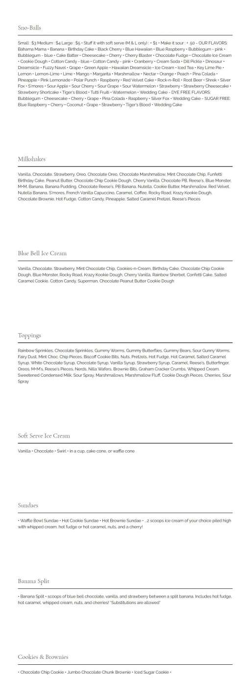 Chill menu in Collierville, Tennessee, USA
