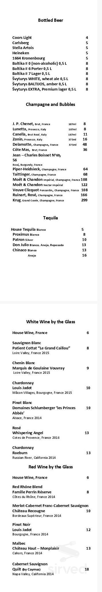 La Merise French Bistro menu in Denver, Colorado, USA