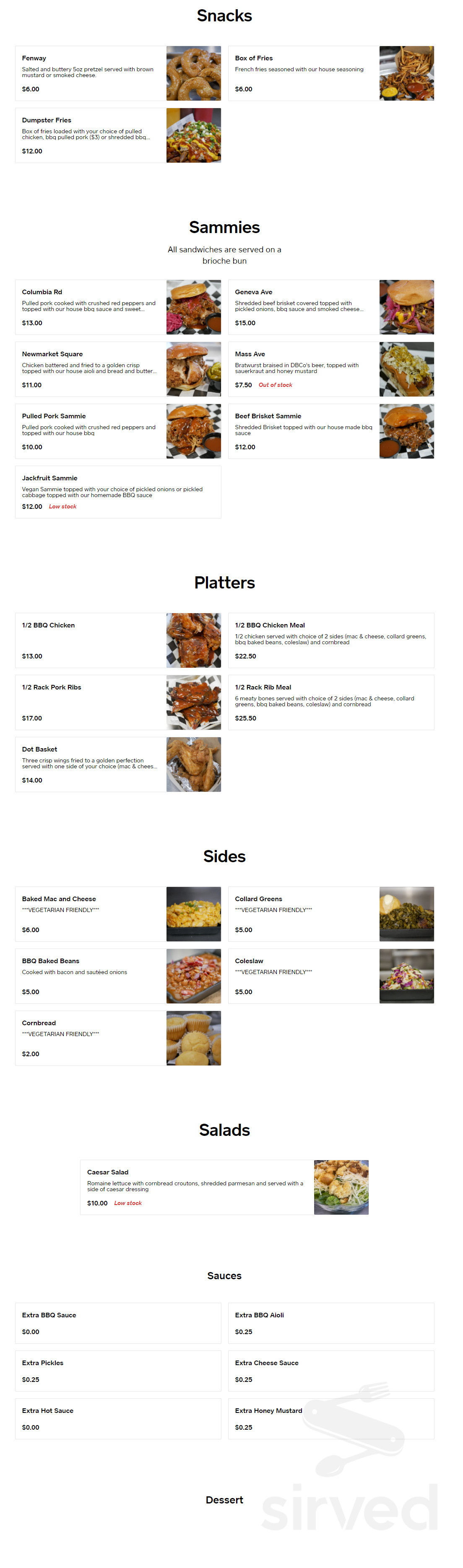 M&M BBQ menu in Dorchester, Massachusetts, USA