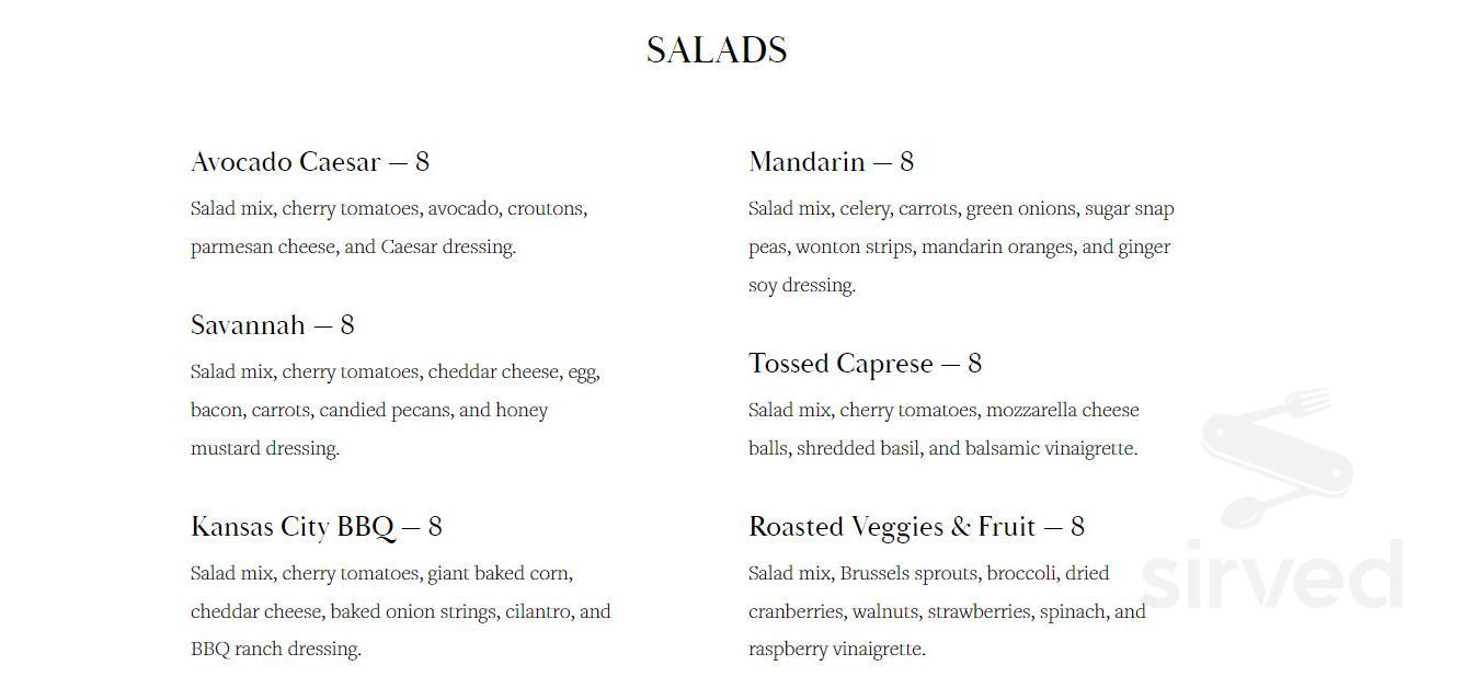Jimmy G's Salads and Pastas menu in Scottsdale, Arizona, USA