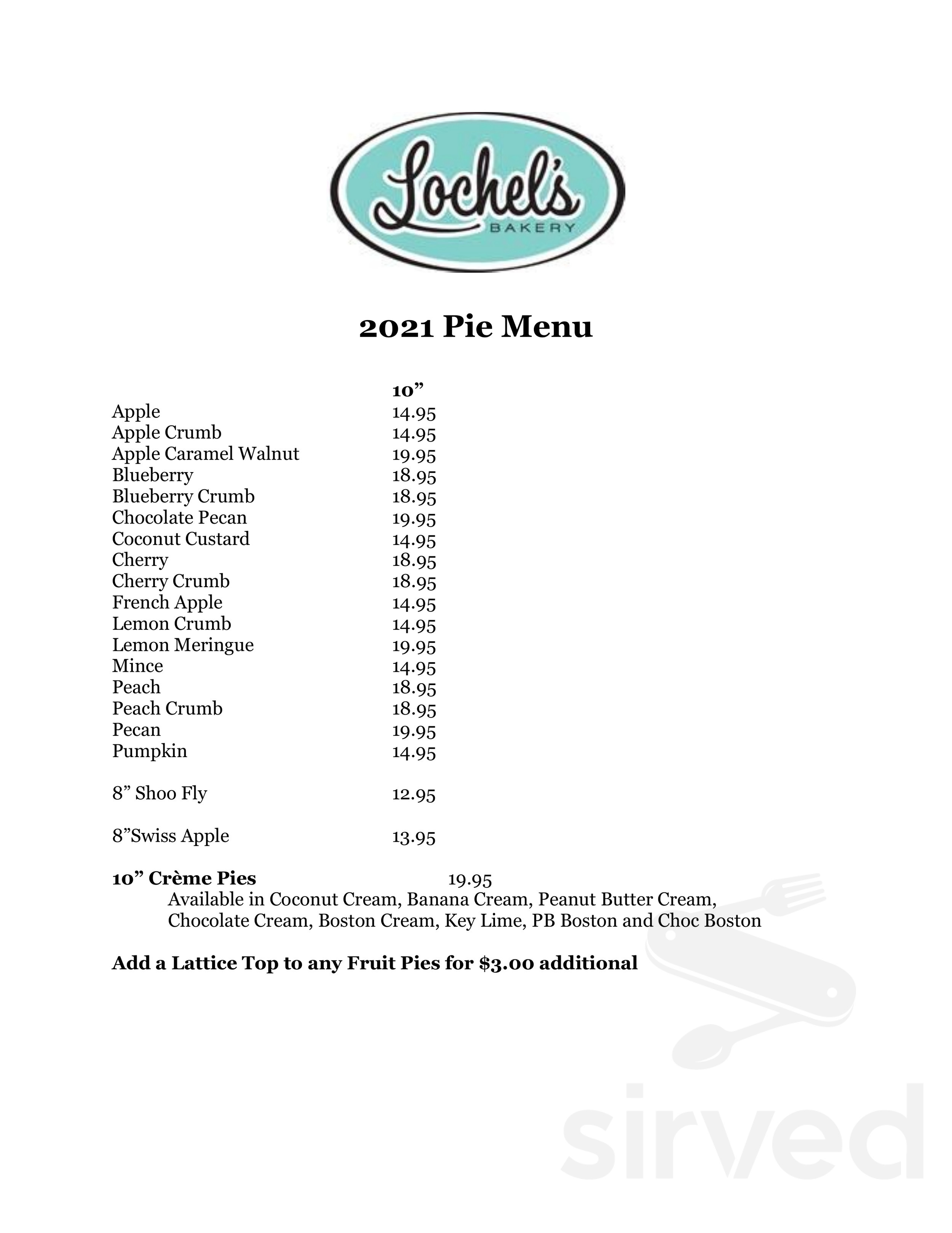 Lochel's Bakery menus in Hatboro, Pennsylvania, United States
