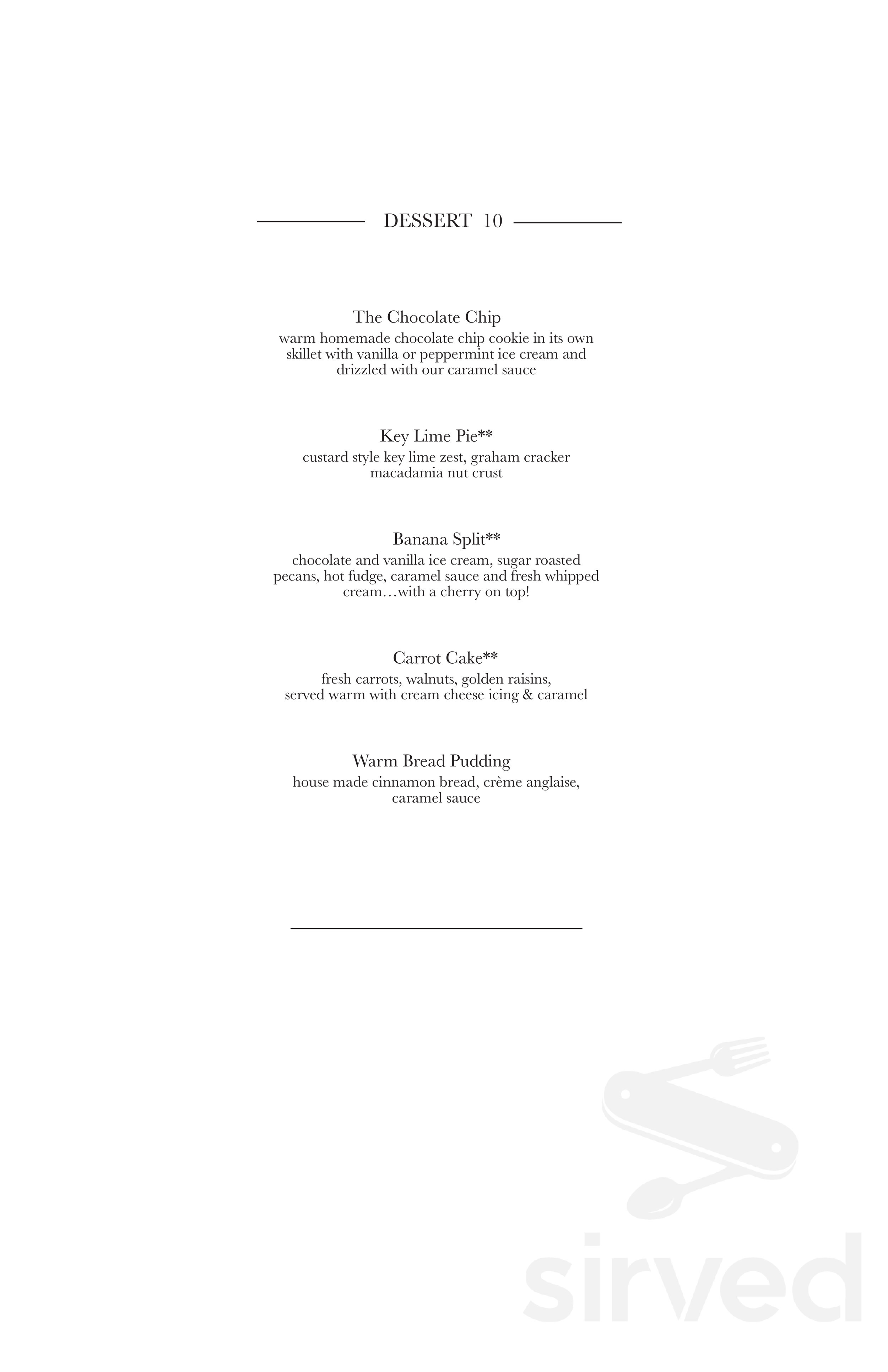 Bricktop's menu in Birmingham, Alabama, USA