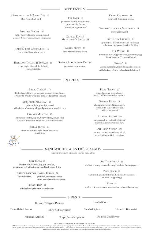 BrickTop's menu in Frontenac, Missouri, USA