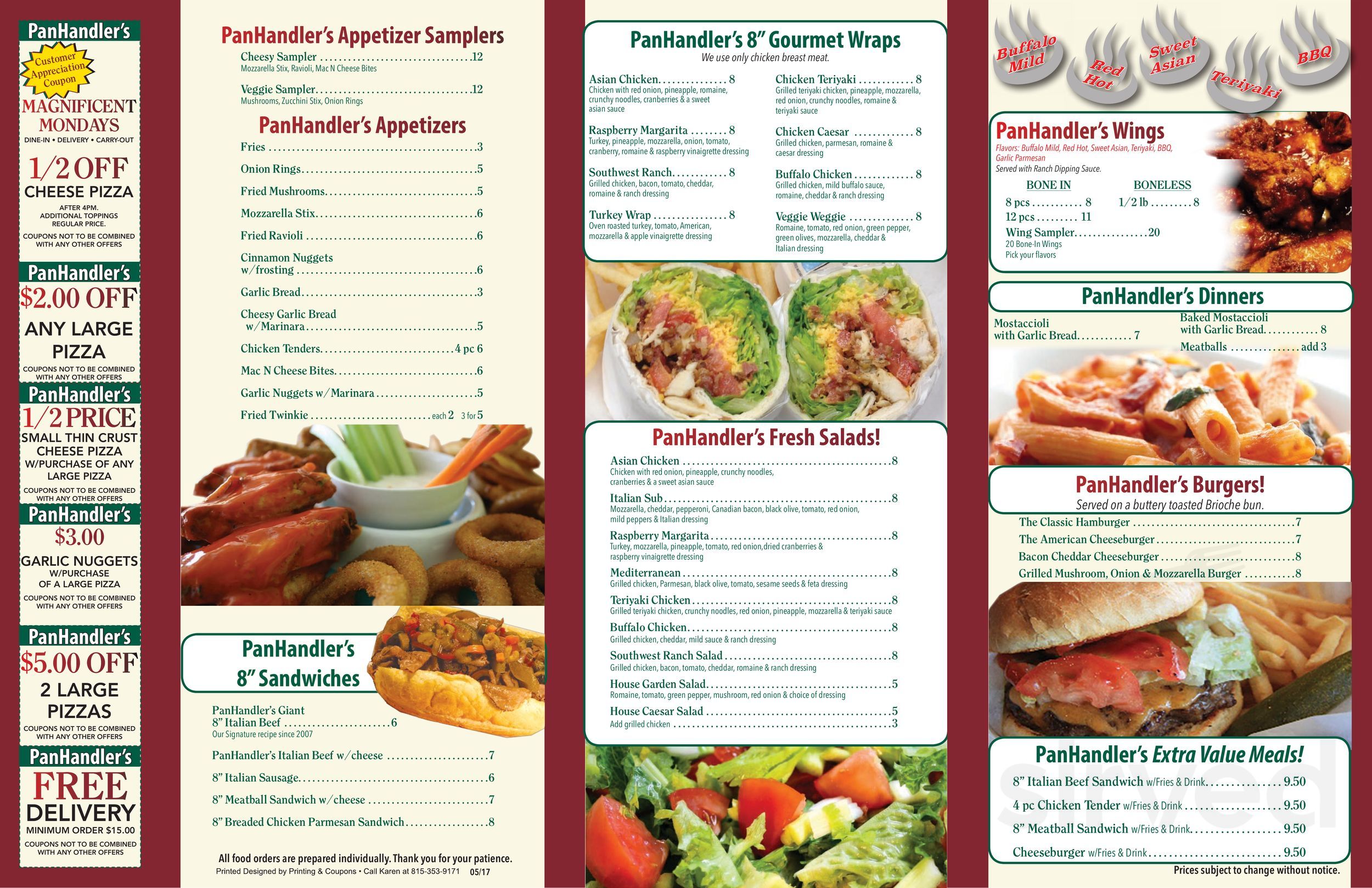 Panhandler's Pizza menu in Wauconda, Illinois, USA
