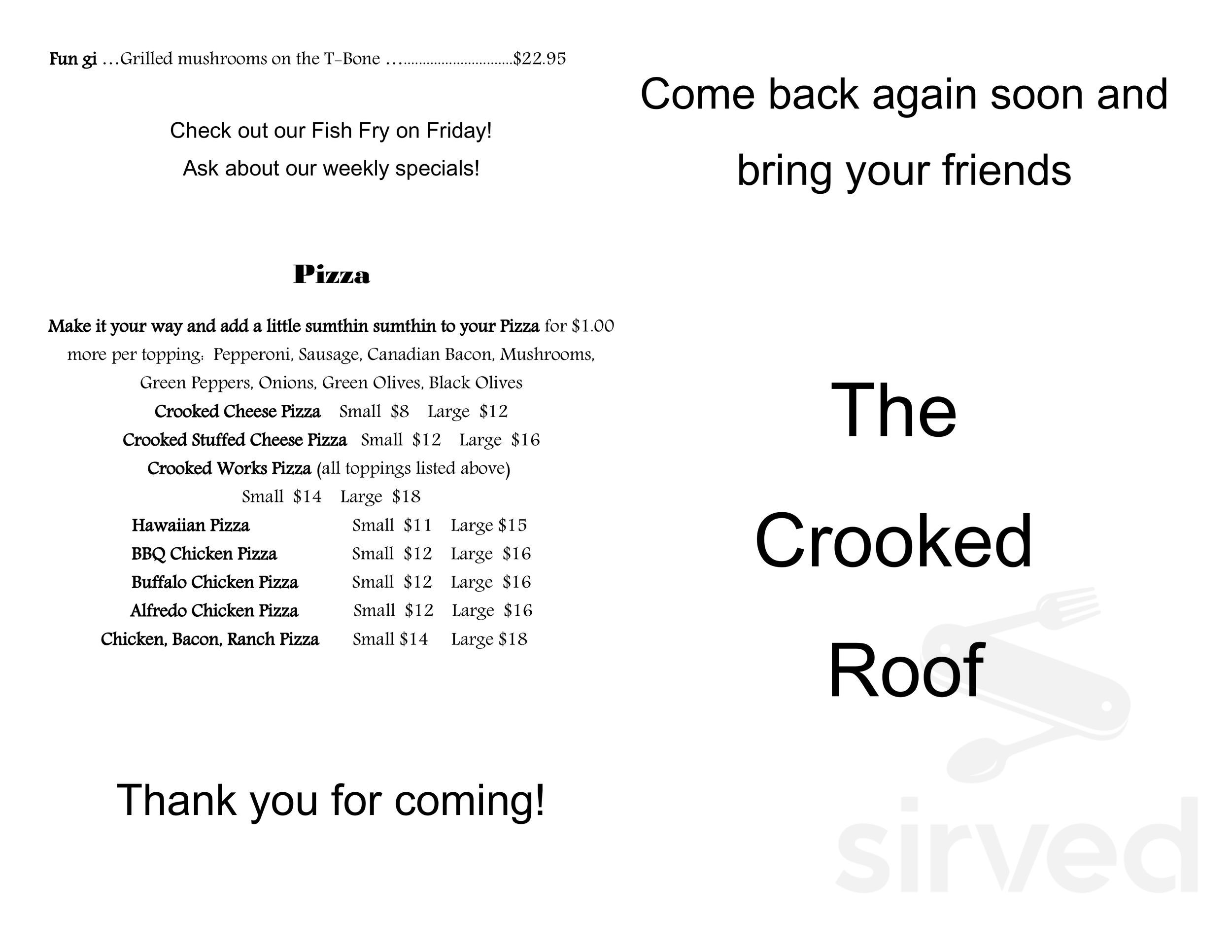 The Crooked Roof menus in Lanark, Illinois, United States