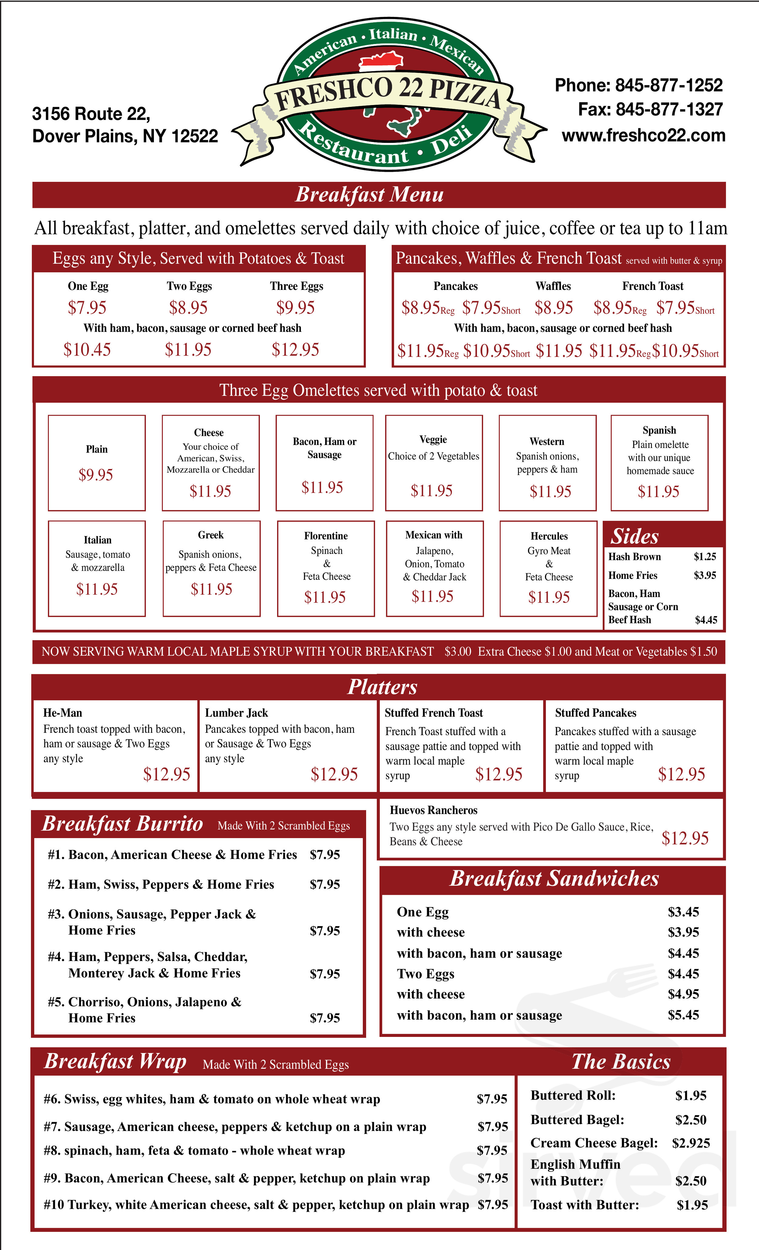 Menu for Freshco 22 in Dover Plains, NY | Sirved