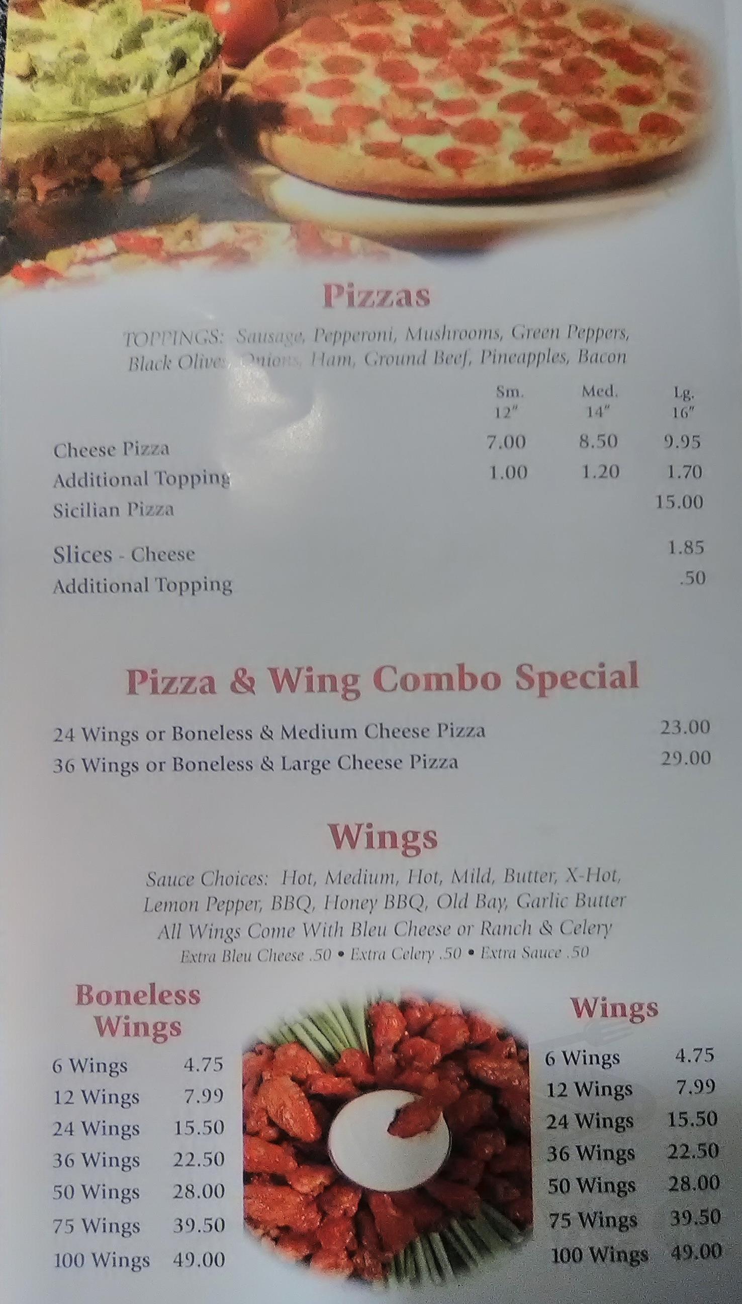 Felton Pizza menu in Felton, Delaware, USA