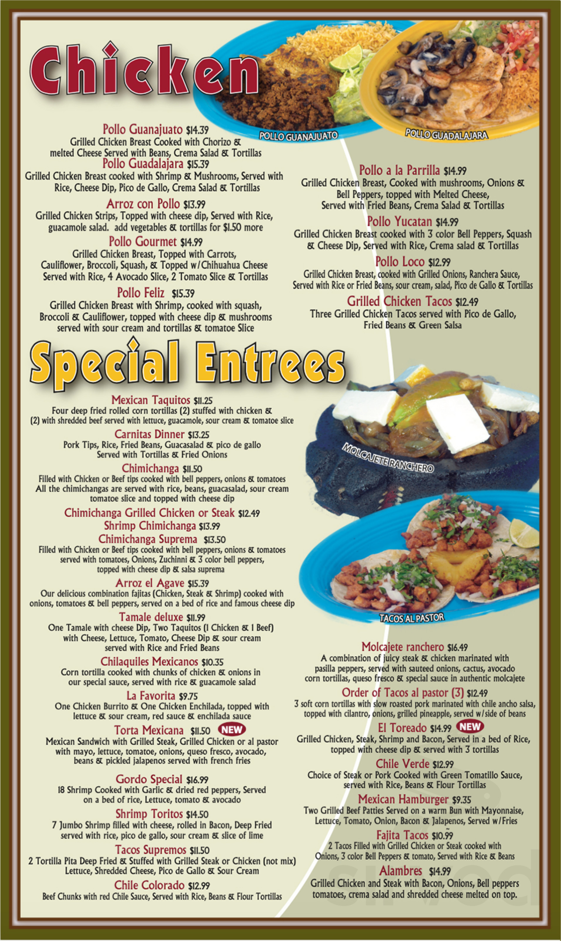 El Agave Mexican Restaurant menu in St. Louis, Missouri, USA