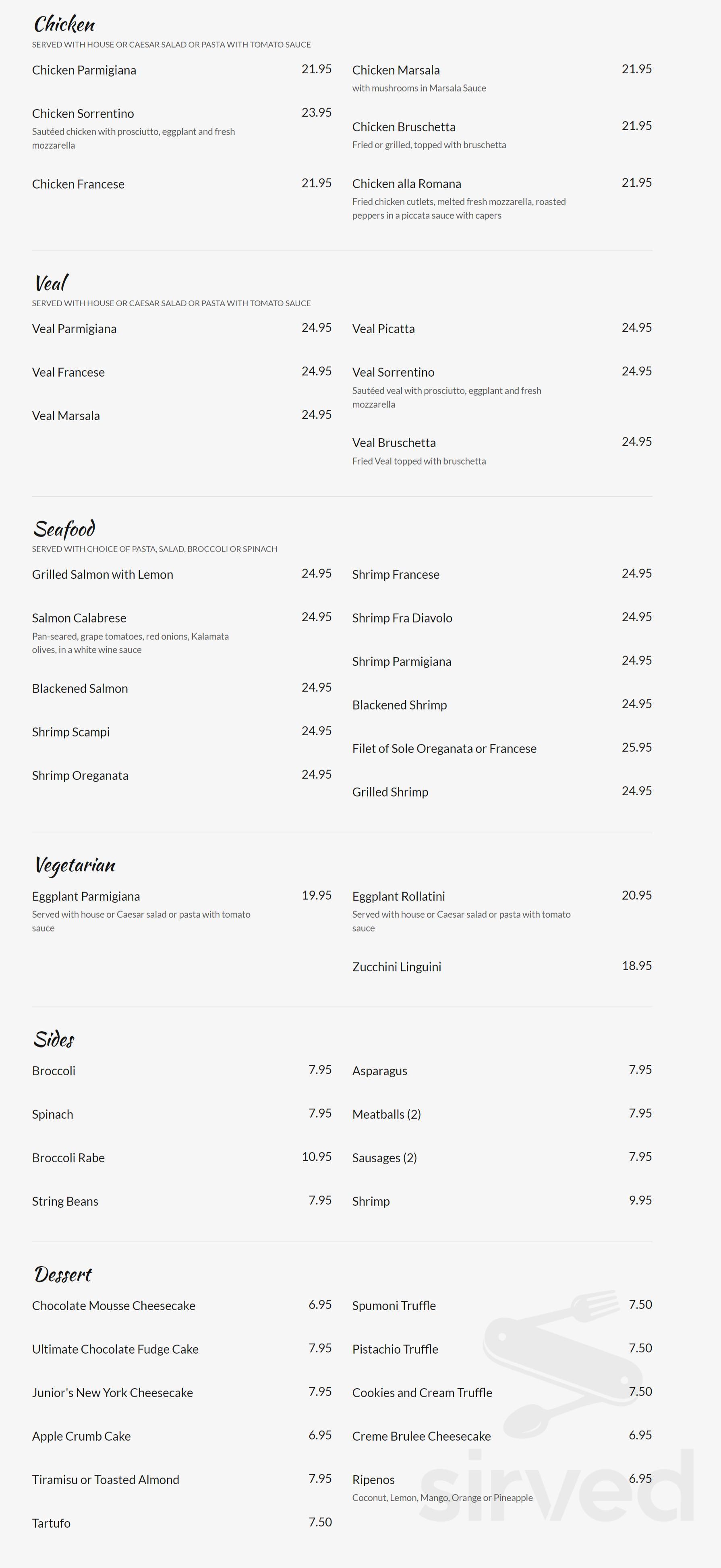 Menu - Queens NY's DiVino Pizzeria Restaurant | Sirved