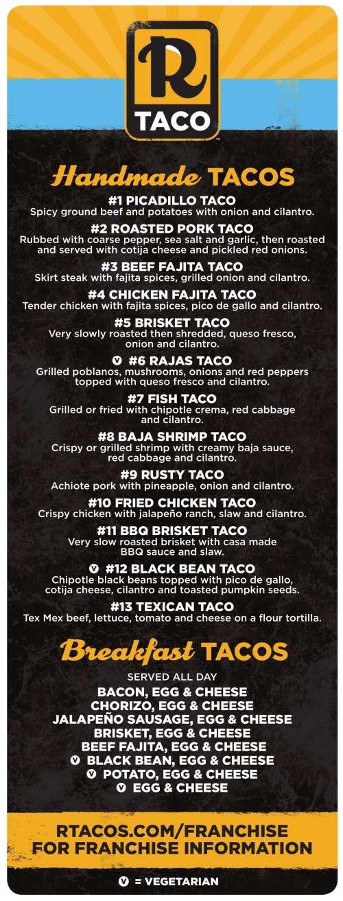 Rusty Taco menu in Lawrence, Kansas, USA