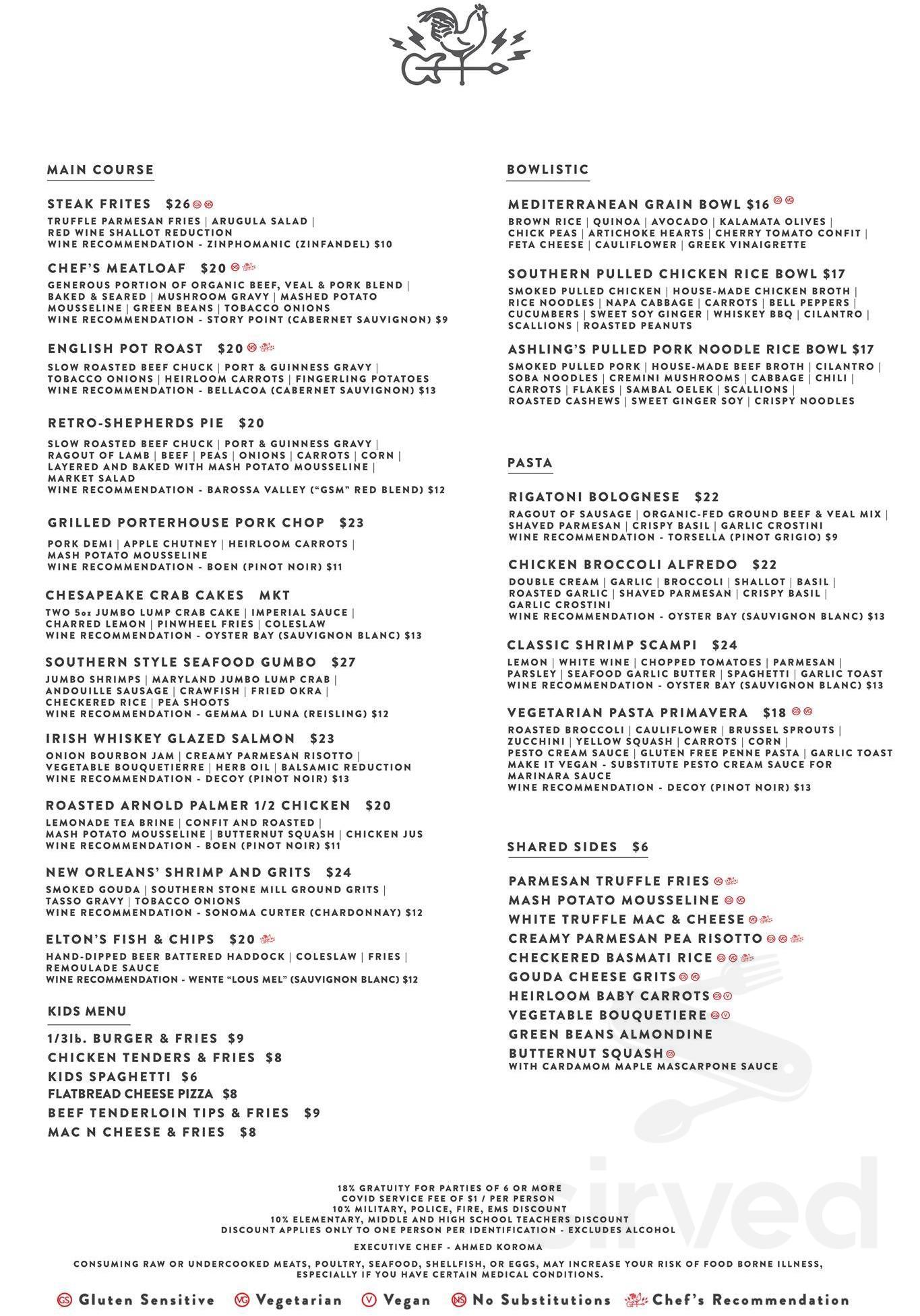 Menu - Crofton MD's Ashling Kitchen & Bar | Sirved