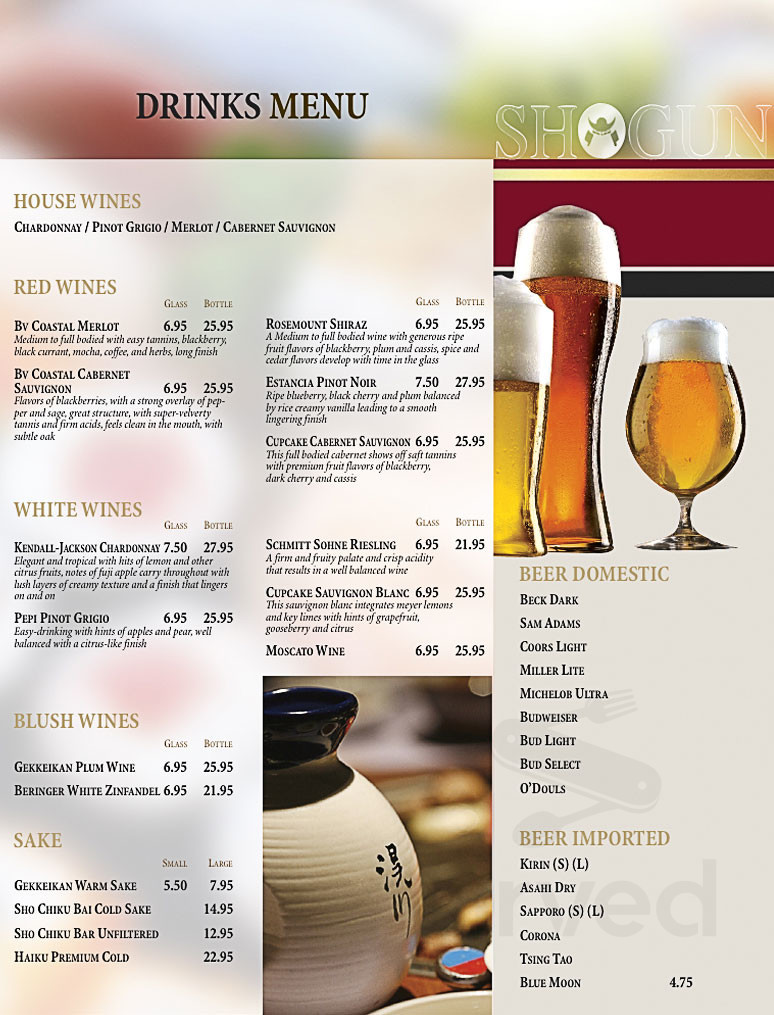 Menu for Shogun Japanese Steakhouse Of South County in St. Louis, MO ...