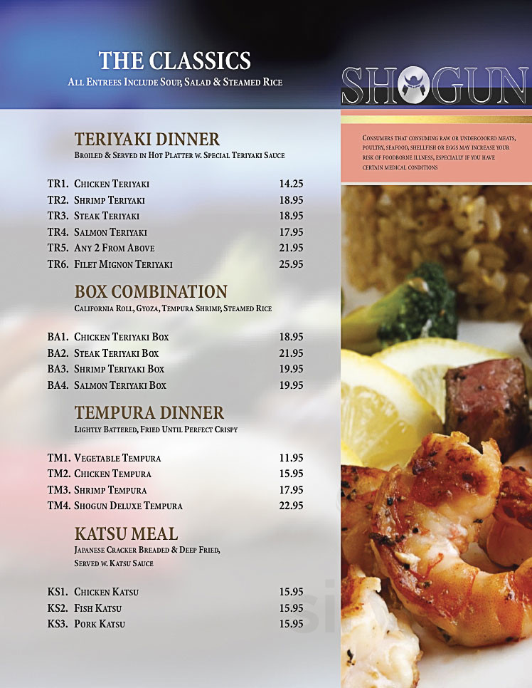 Shogun Japanese Steakhouse Of South County menus in St. Louis, Missouri ...