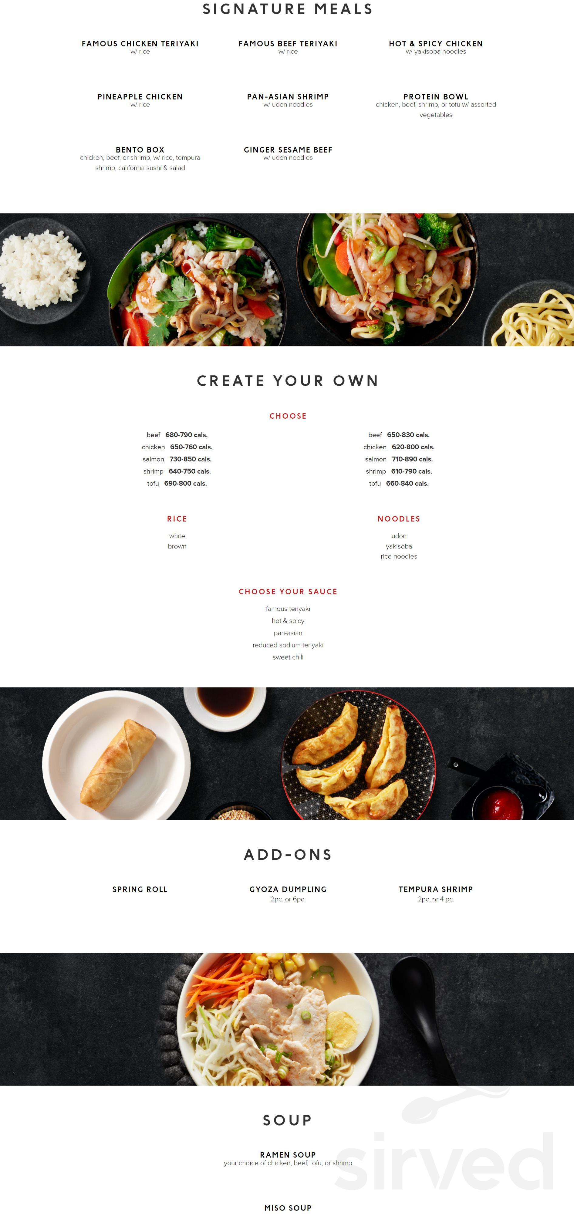 Teriyaki Experience menu in Atlanta, Georgia, USA