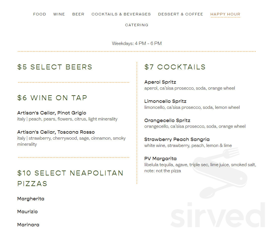 Menu - Philadelphia PA's Pizzeria Vetri | Sirved