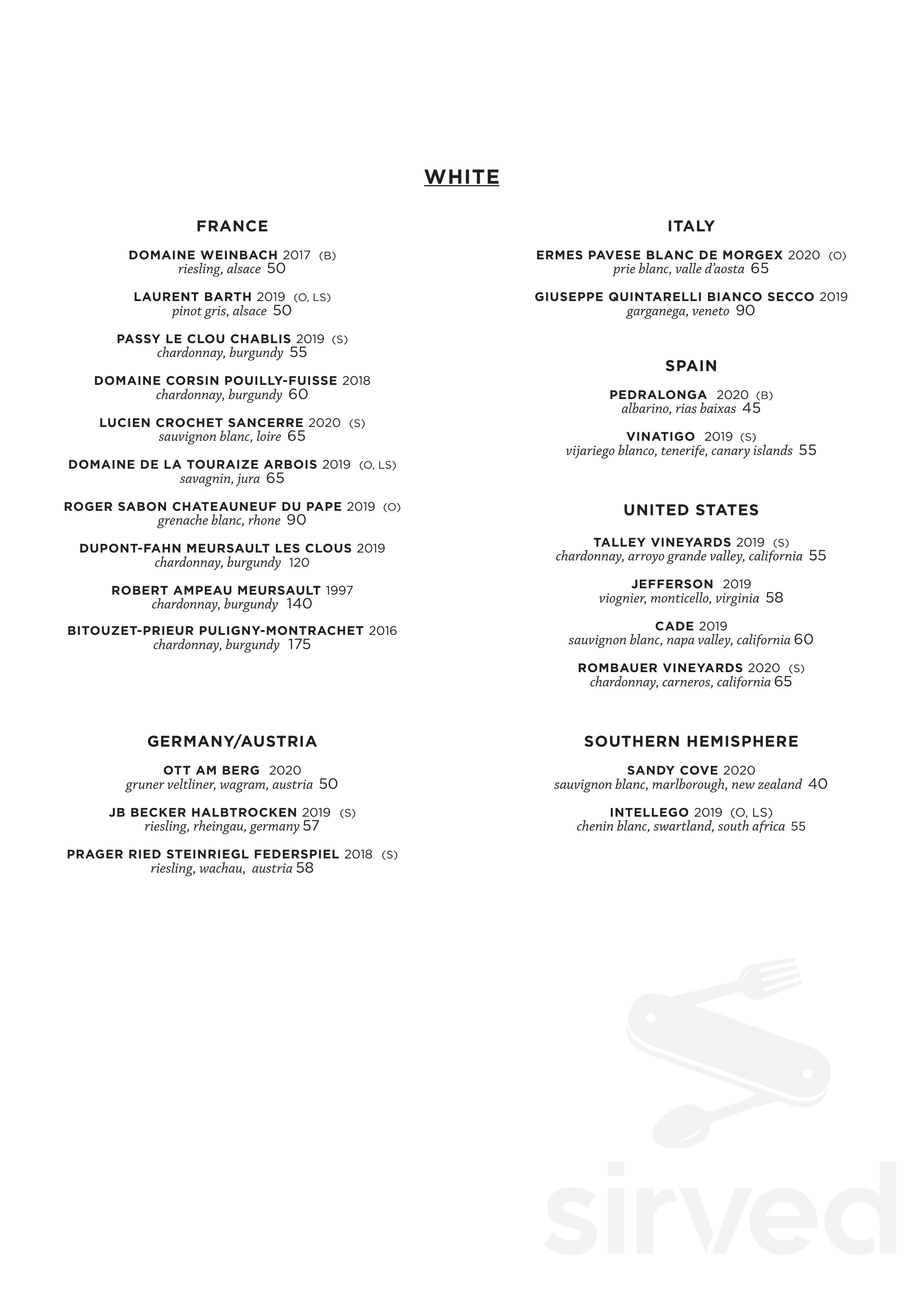 Menu - Rehoboth Beach DE's The Blue Hen | Sirved