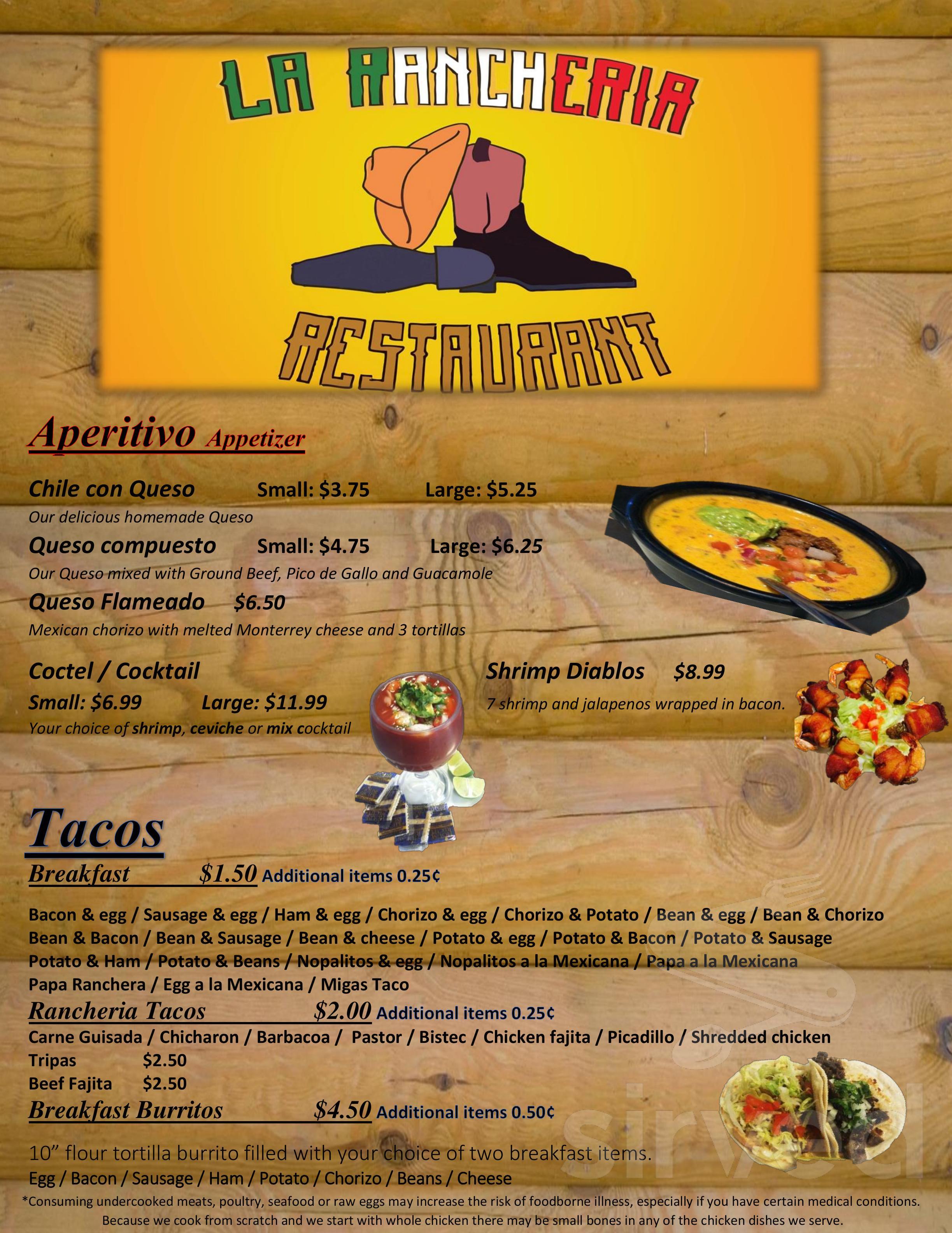 La Rancheria Restaurant menus in Lockhart, Texas, United States