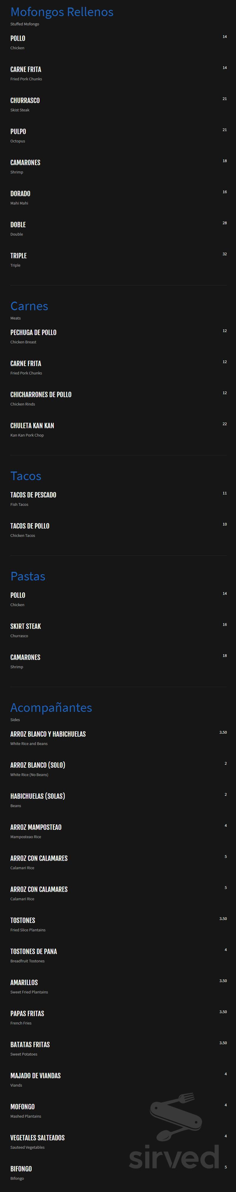 Cayo Azul menu in Buena Ventura Lakes, Florida, USA