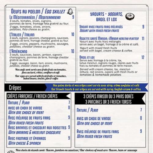 Brasserie Le Manoir Pointe-Claire menu in Pointe-Claire, Quebec, Canada