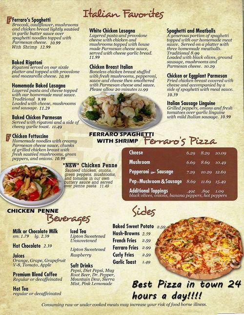 Ferraro's Family Restaurant menu in Canton, Ohio, USA