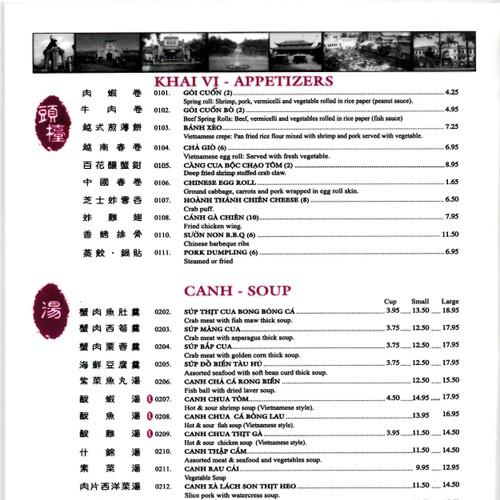 Tay Do menu in Houston, Texas, USA