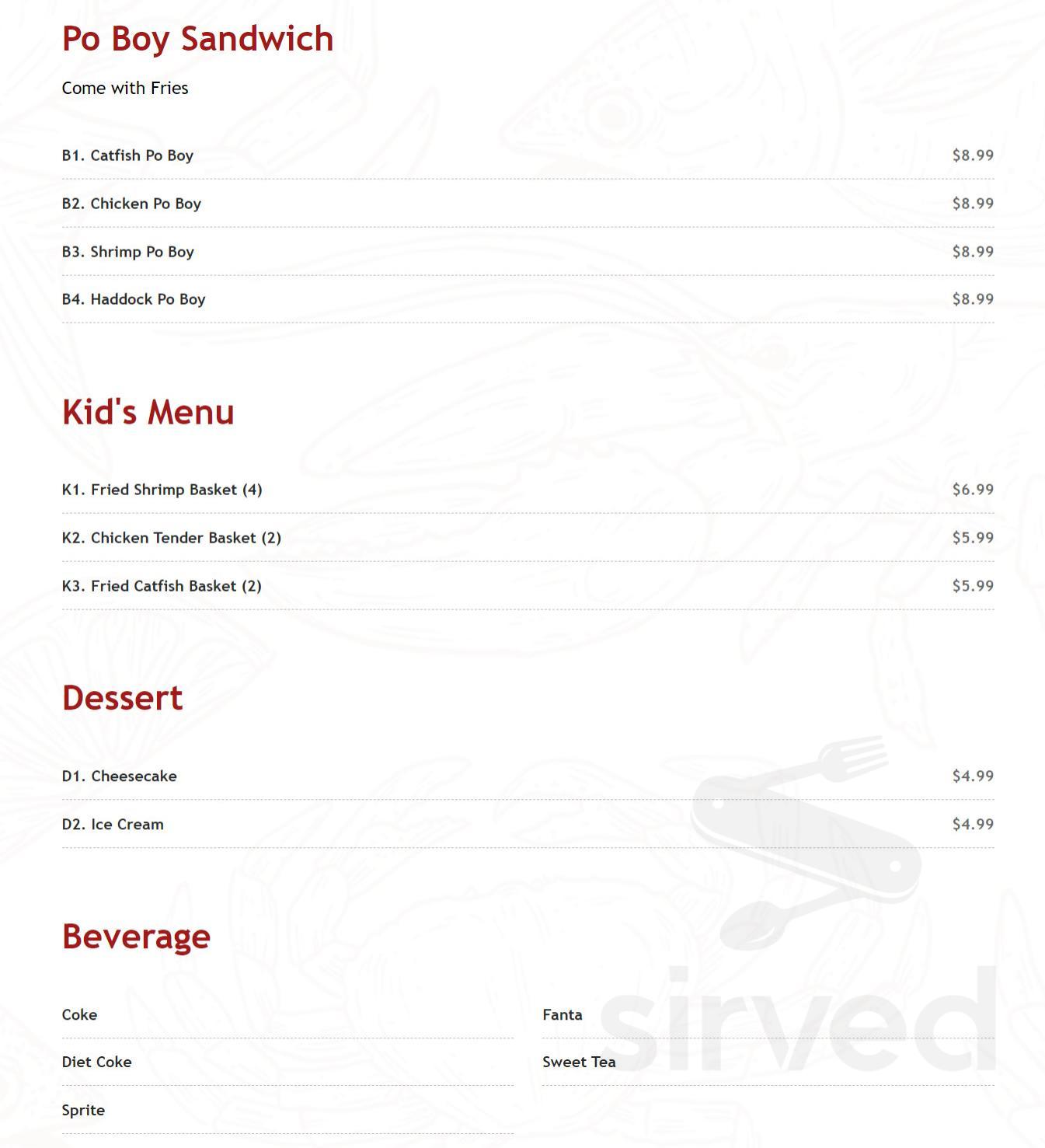 Sailors Seafood & Bar menu in Elmsford, New York, USA