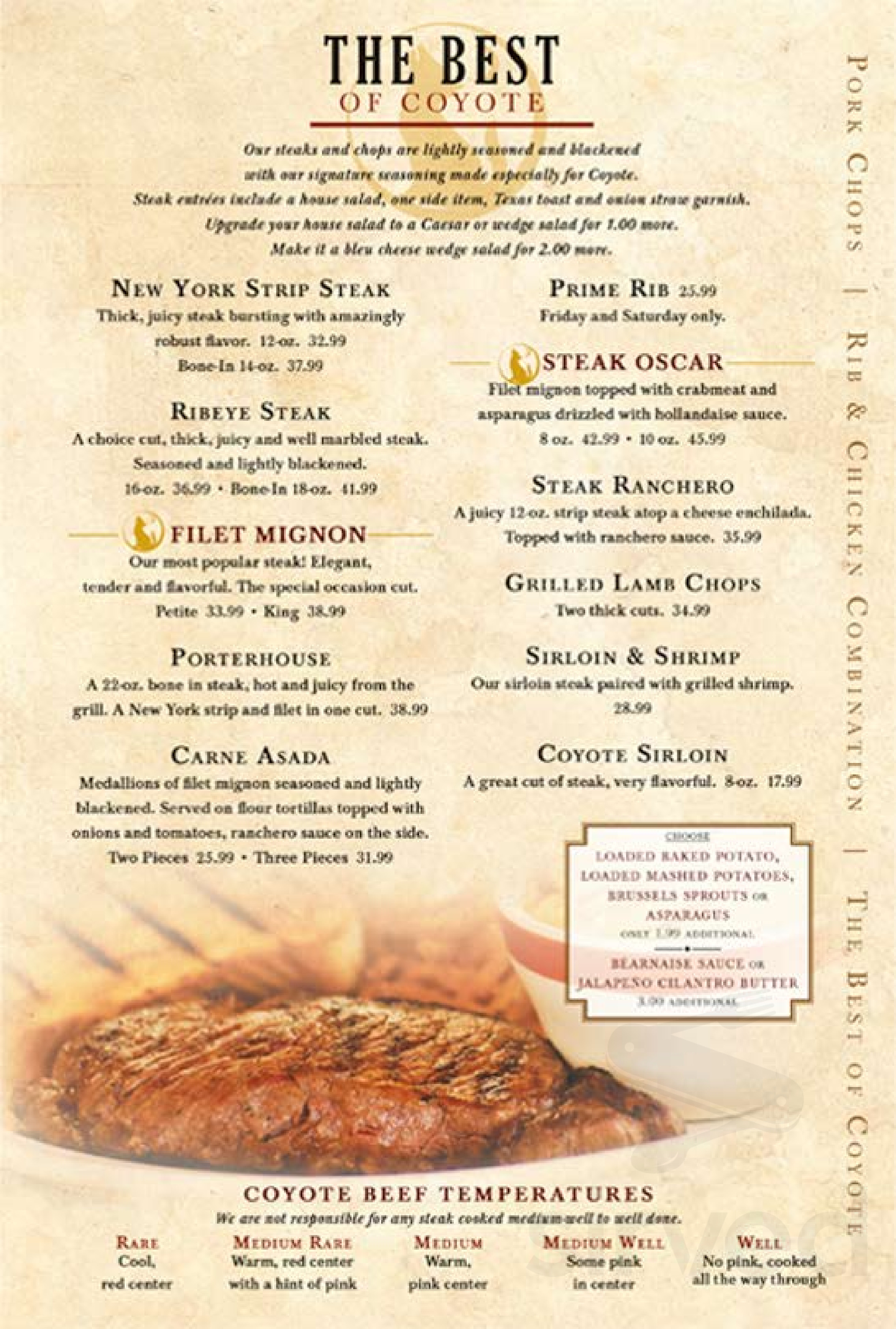 El Coyote menu in Cincinnati, Ohio, USA