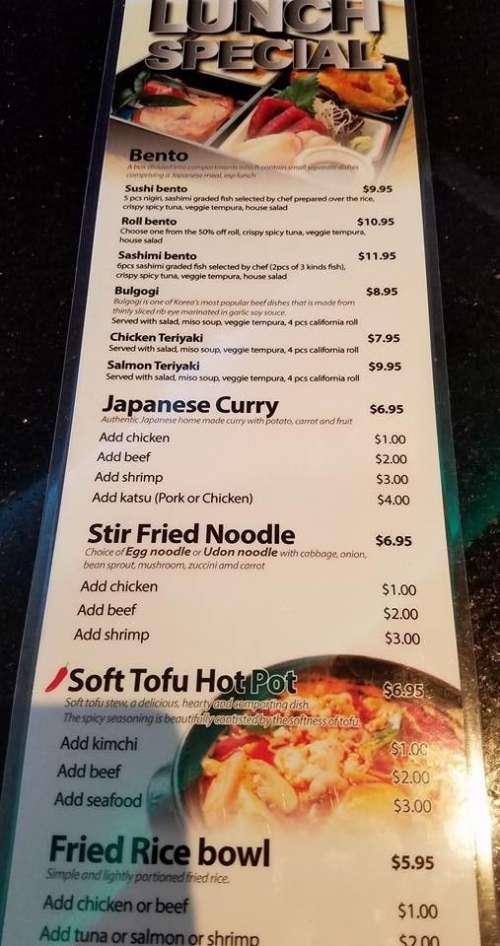 Umai Sushi menu in San Marcos, California, USA