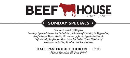 Menu for The Beef House Restaurant & Dinner Theatre in Covington, IN ...