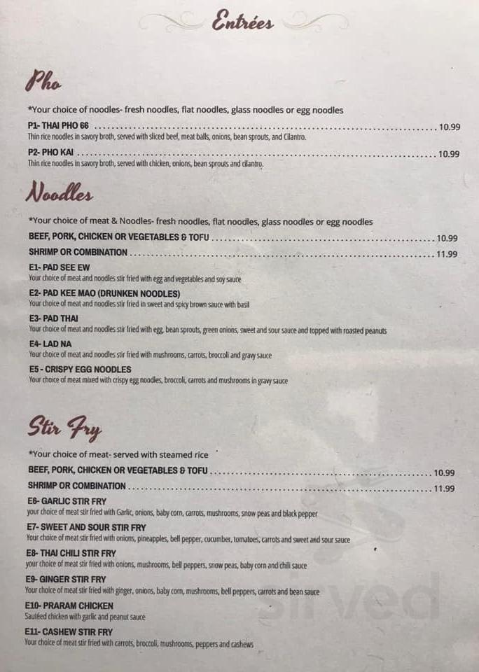 Thai and Pho 66 menu in Bethany, Oklahoma, USA