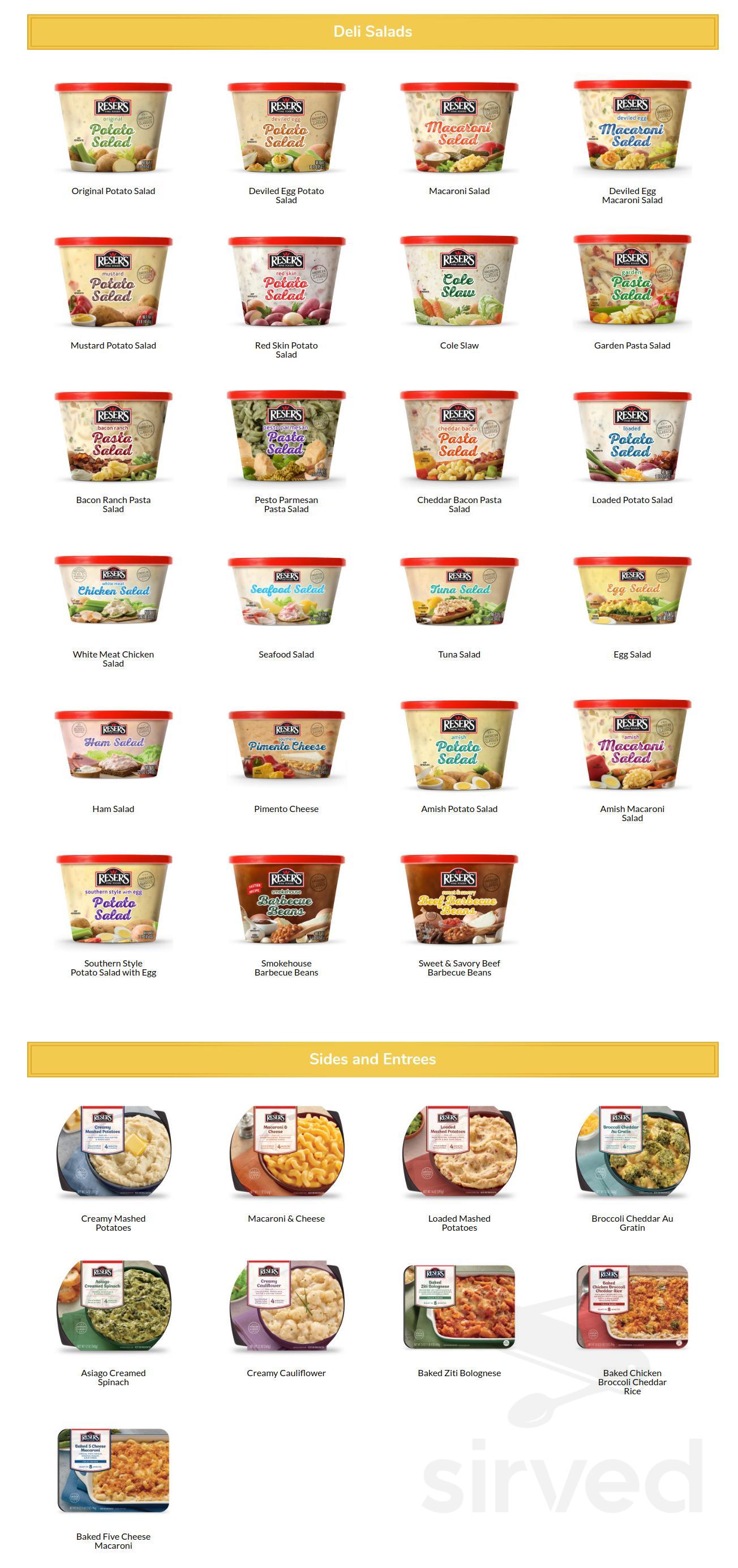 RESER'S Fine Foods Burrito Plant menu in Topeka, Kansas, USA