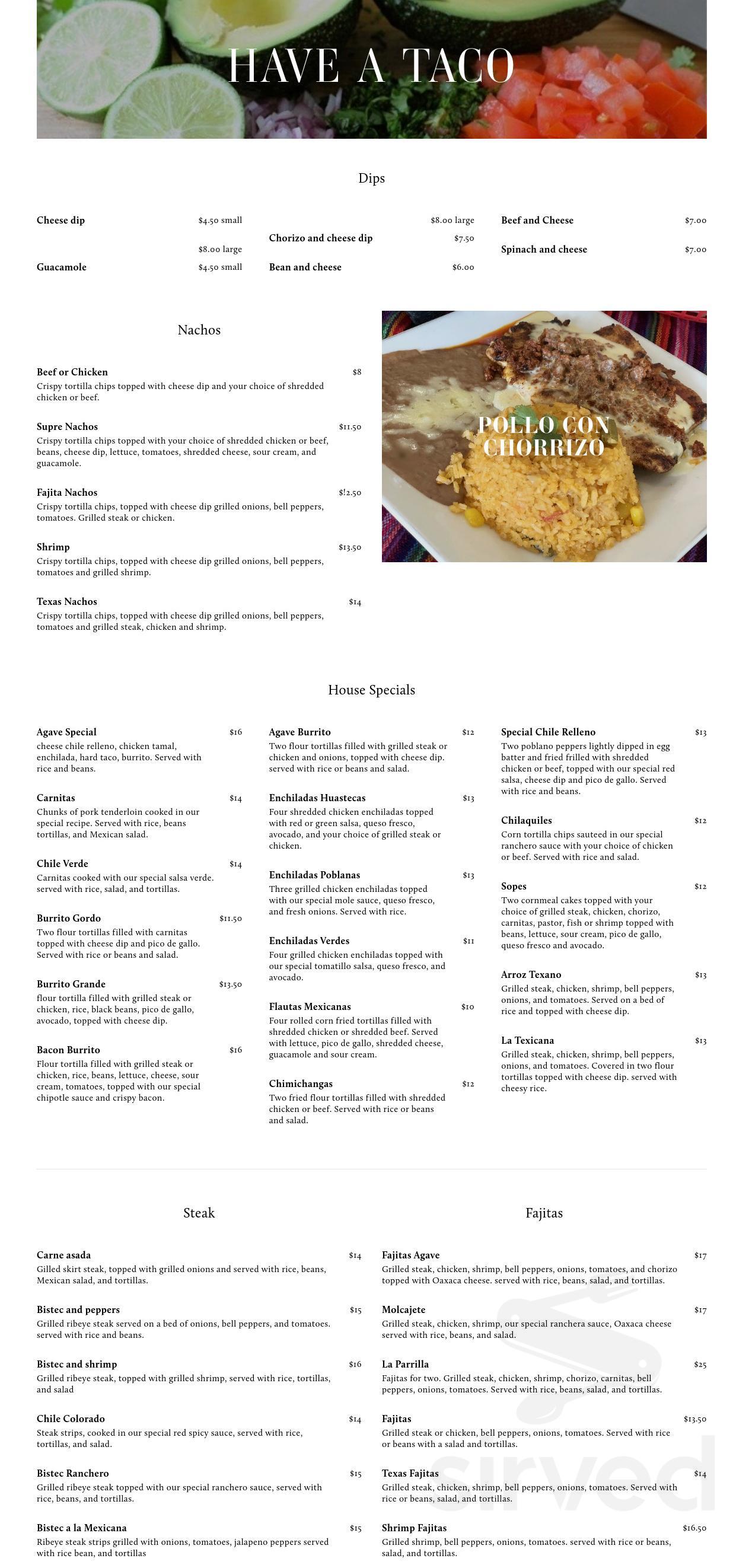 Agave Bar & Grill menus in Tybee Island, Georgia, United States