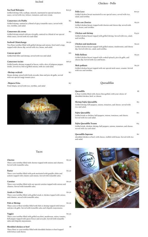 Agave Bar & Grill menu in Tybee Island, Georgia, USA