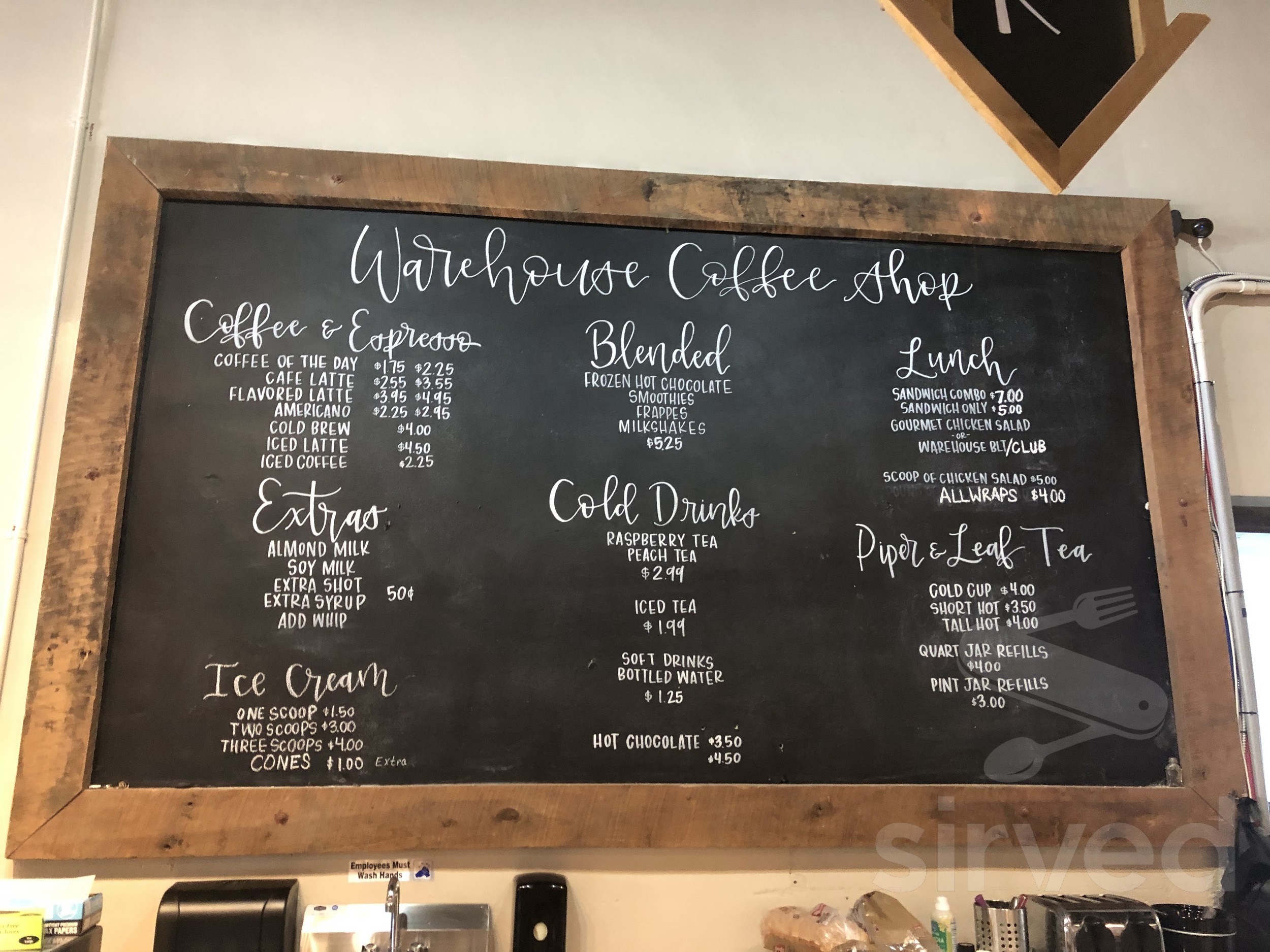 Menu for Warehouse Coffee Shop in Hartselle, AL | Sirved
