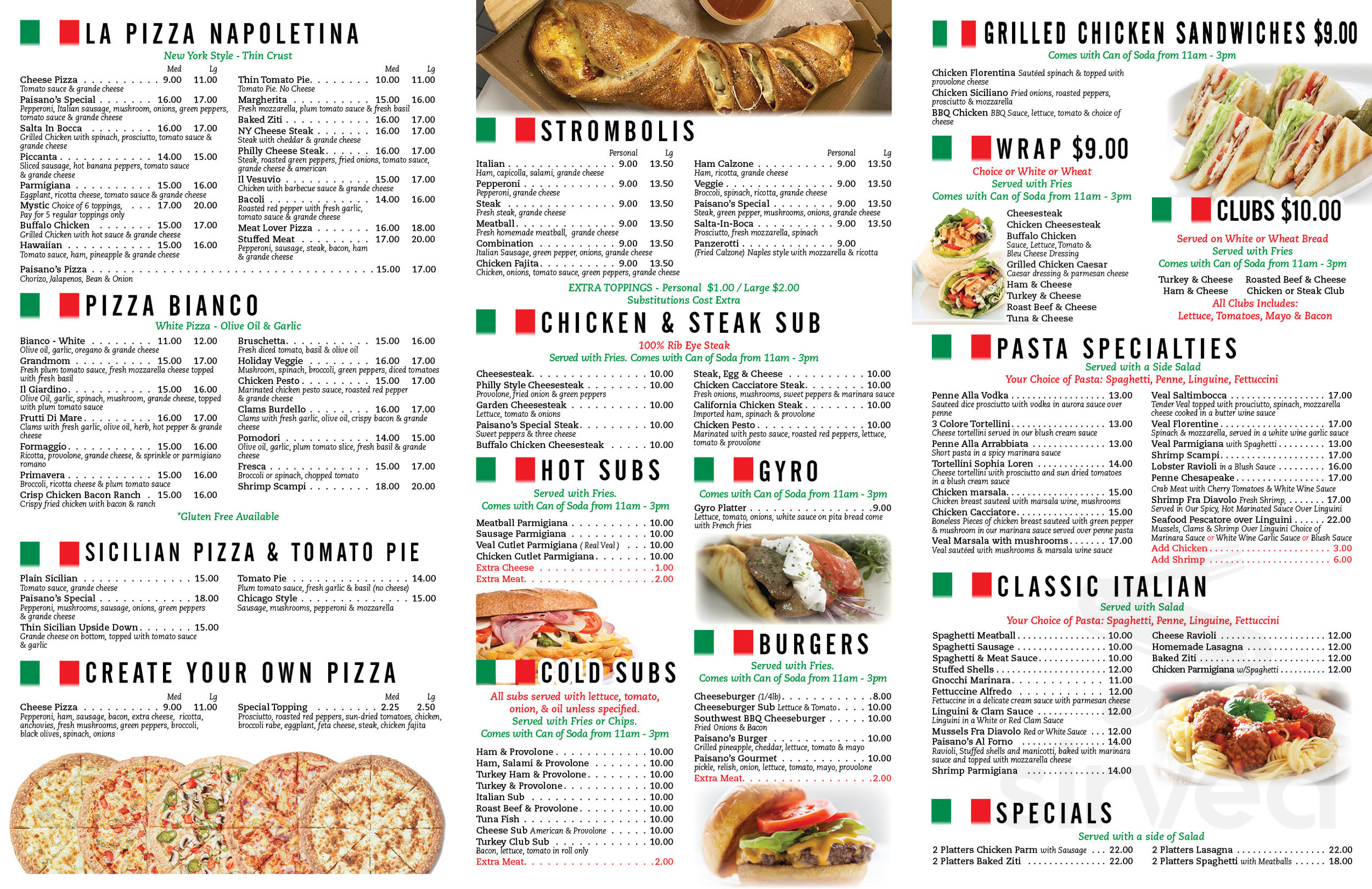 Paisano's Pizza menu in New Castle, Delaware, USA