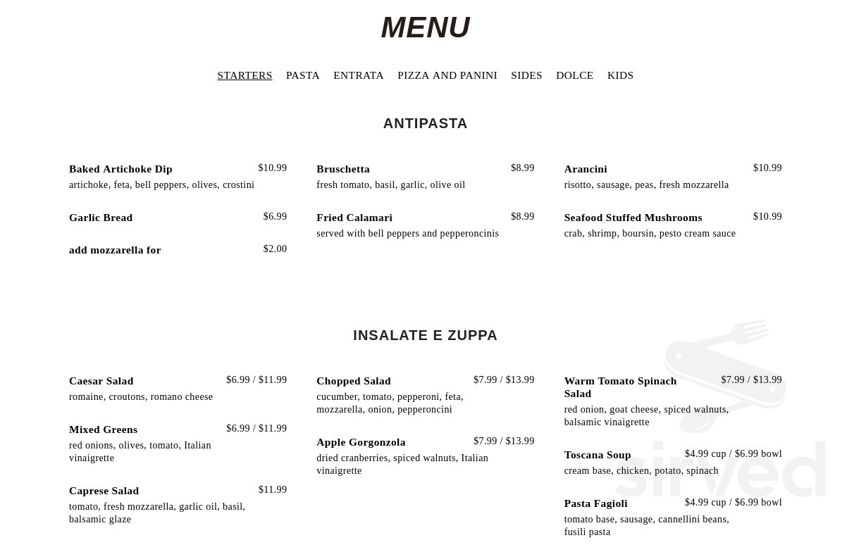 Andiamo Italian Ristorante - Eagan menus in Eagan, Minnesota, United States